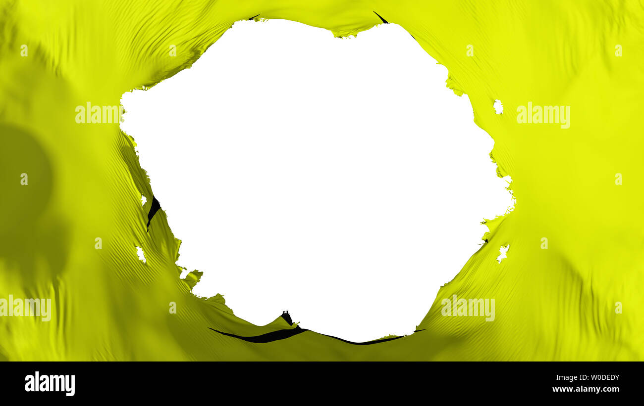 Broken Warning Hazard Radiation flag, white background, 3d rendering ...