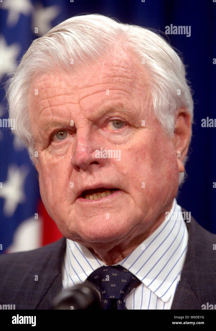 Sen. Edward Kennedy (D-MA) speaks on the education budget during a ...
