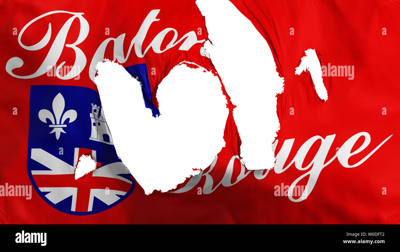 Ragged Baton Rouge city, capital of Louisiana state flag, white ...