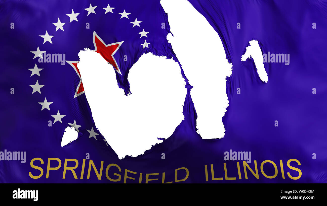 Ragged Springfield city, capital of Illinois state flag, white ...