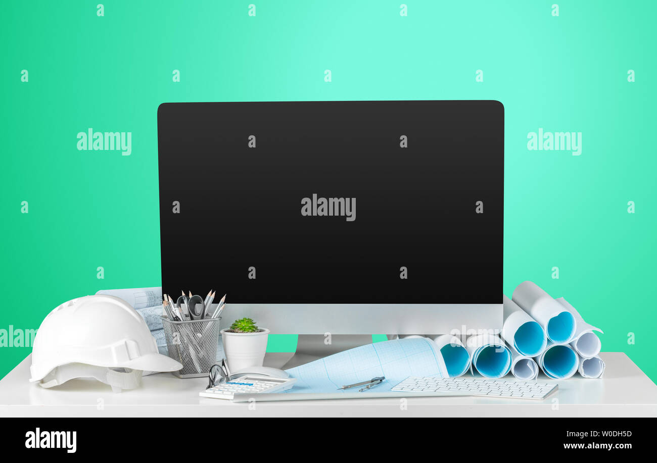 architect working desktop Stock Photo - Alamy