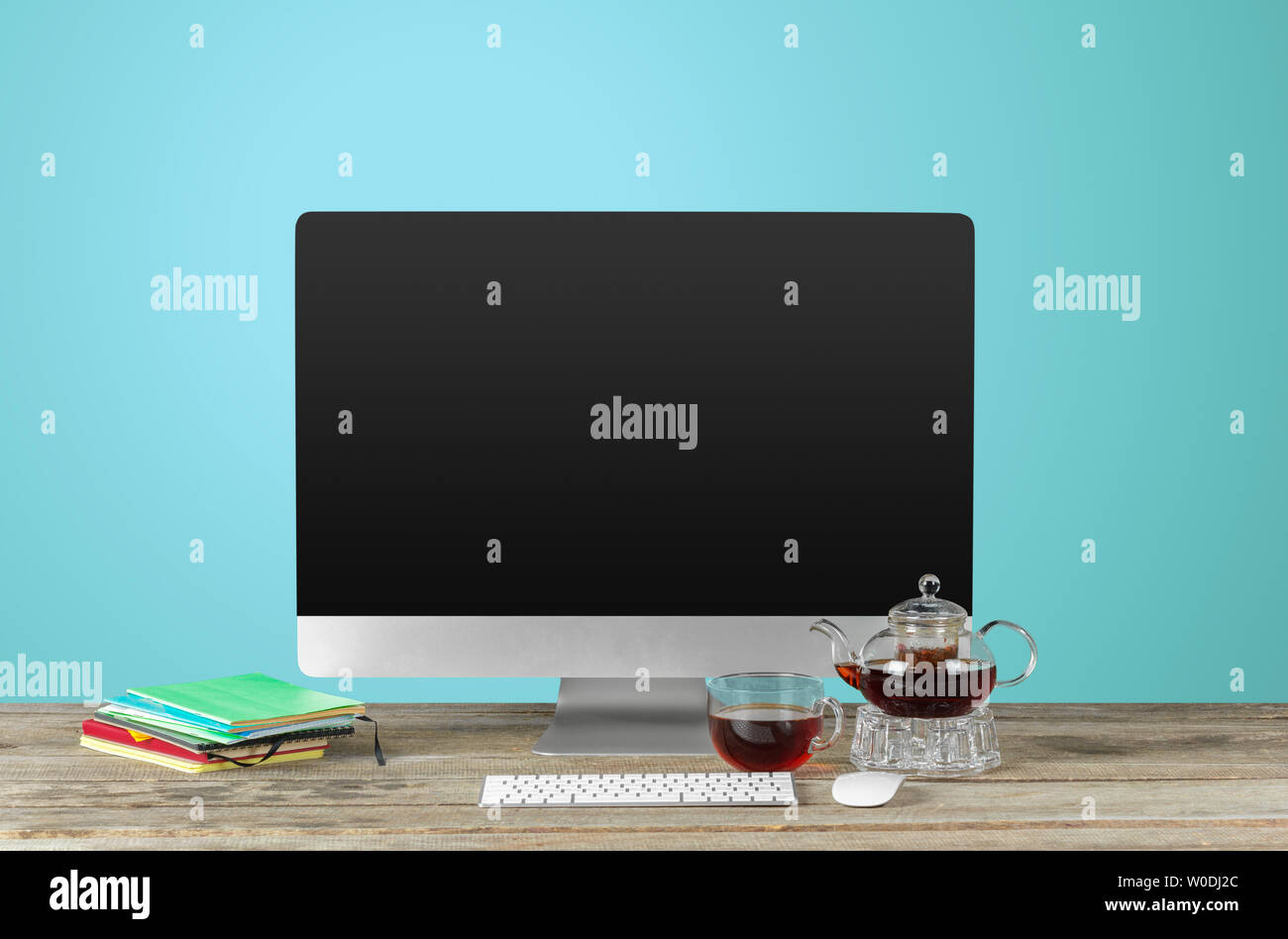 Workplace with modern desktop computer on table Stock Photo - Alamy