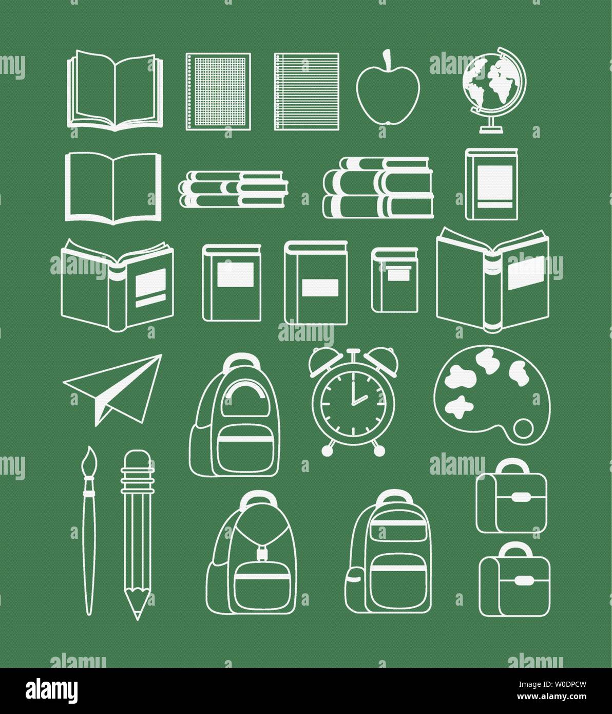 School supplies in schoolbag Stock Vector Images - Alamy