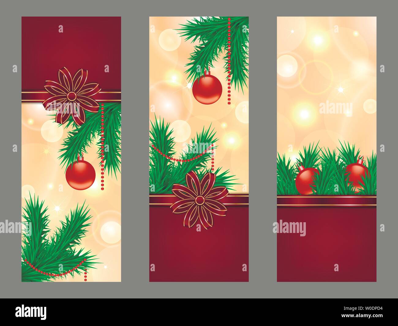 christmas vector template with decorated christmas tree branches for ...
