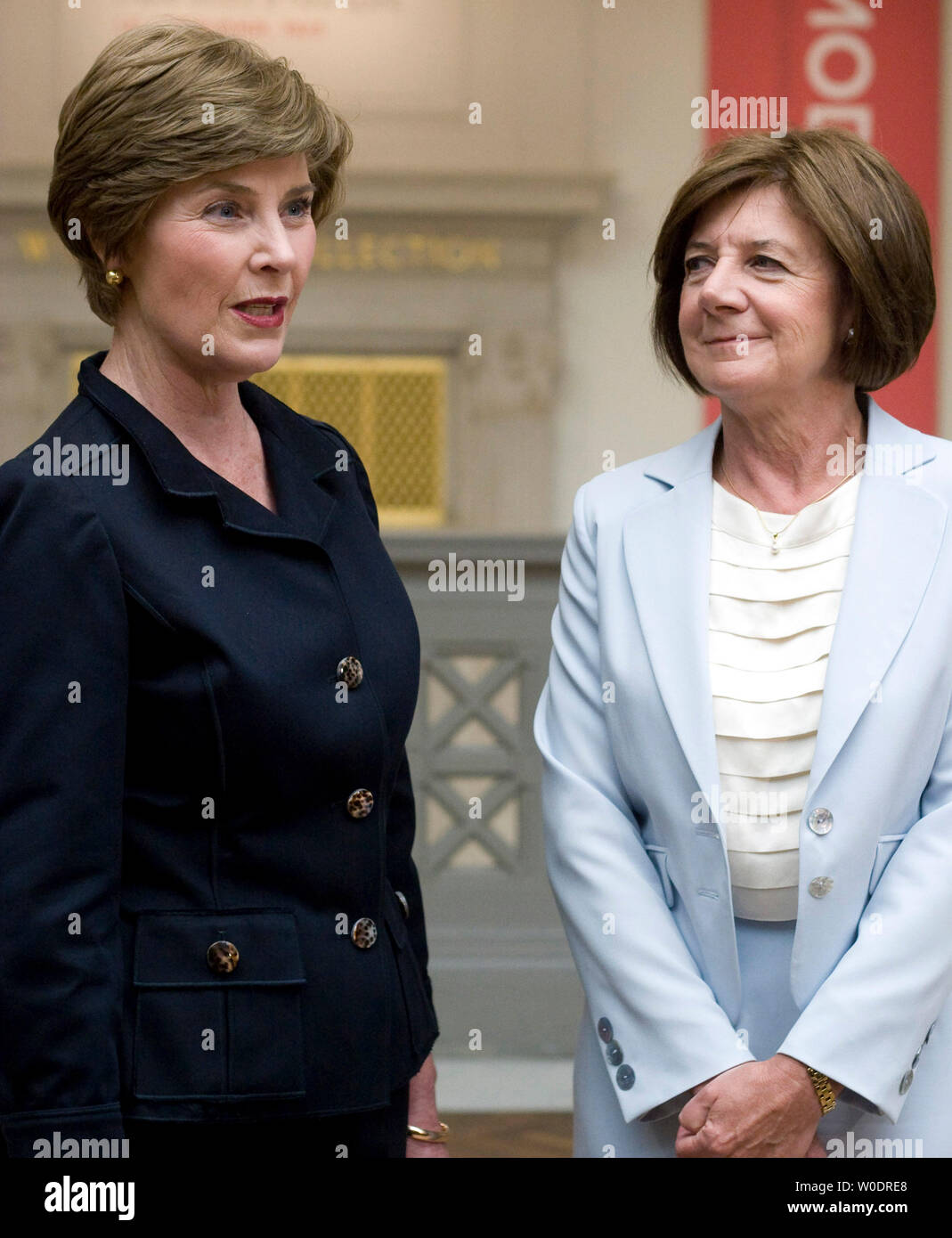 United States First Lady Laura Bush (L) and Polish First Lady Maria ...