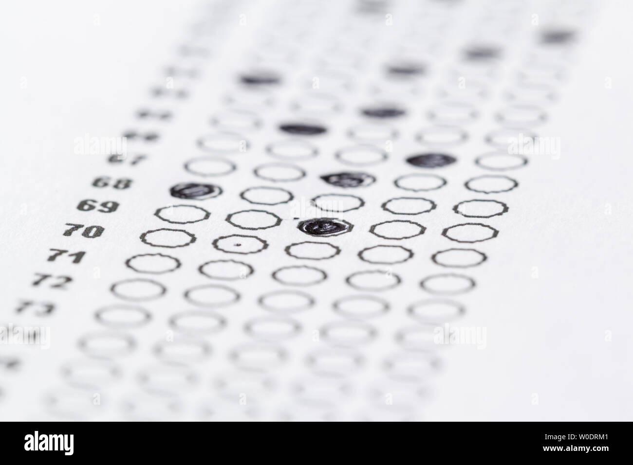 Test score sheet with answers Stock Photo - Alamy