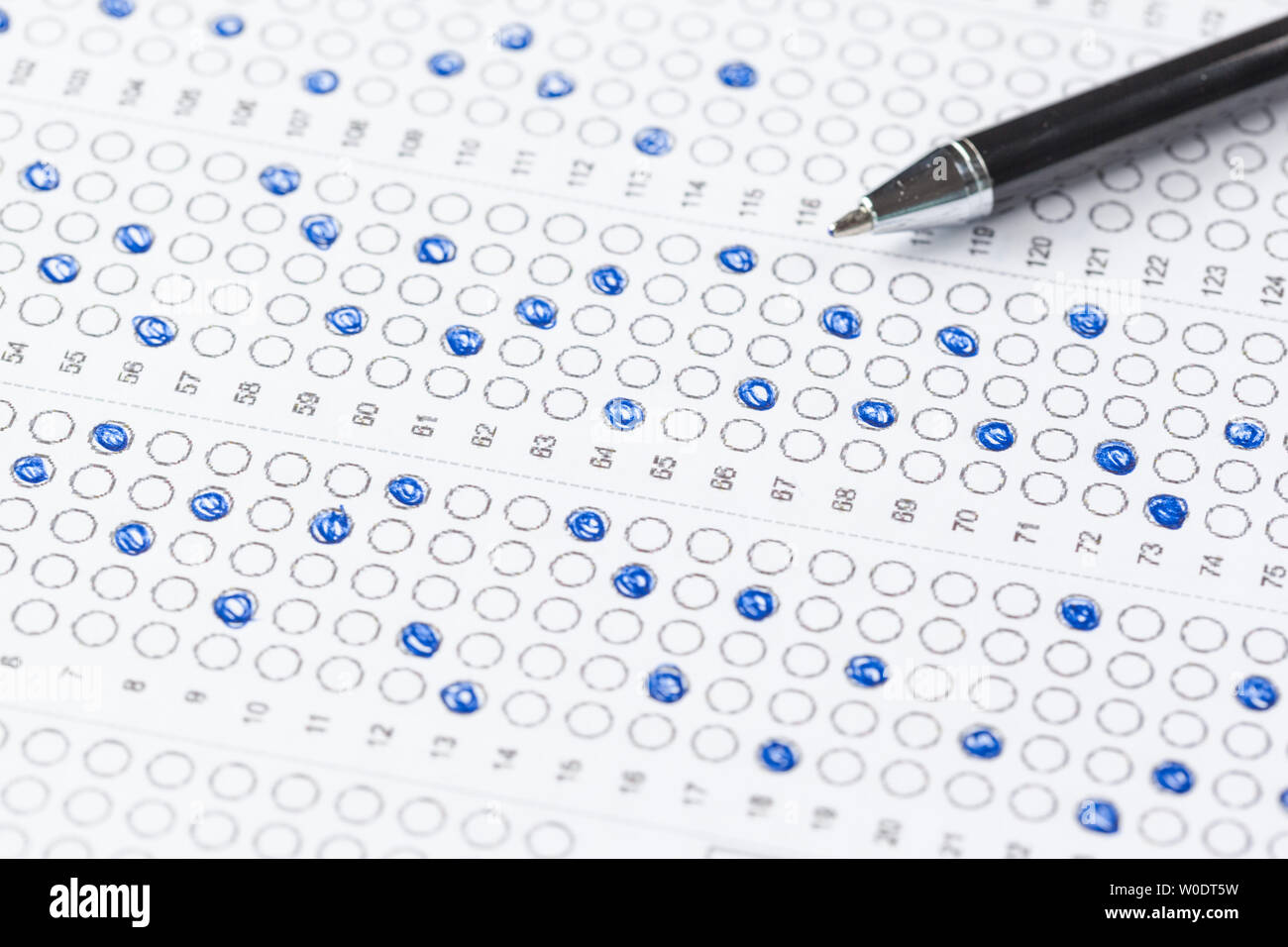 Test score sheet with answers Stock Photo - Alamy