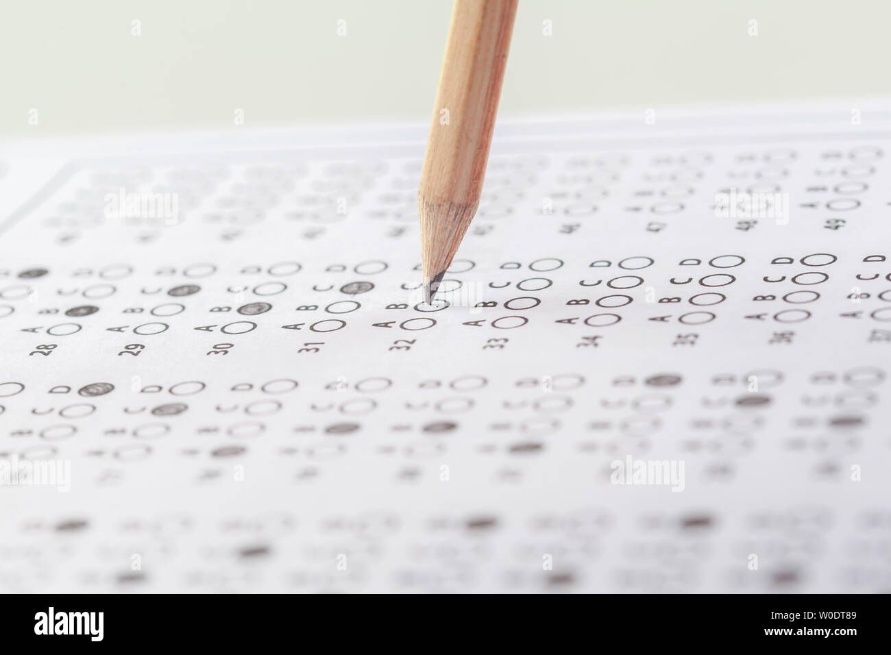 Test score sheet with answers Stock Photo - Alamy
