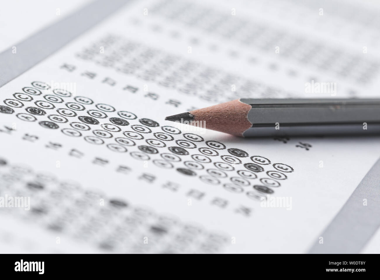 Test score sheet with answers Stock Photo - Alamy