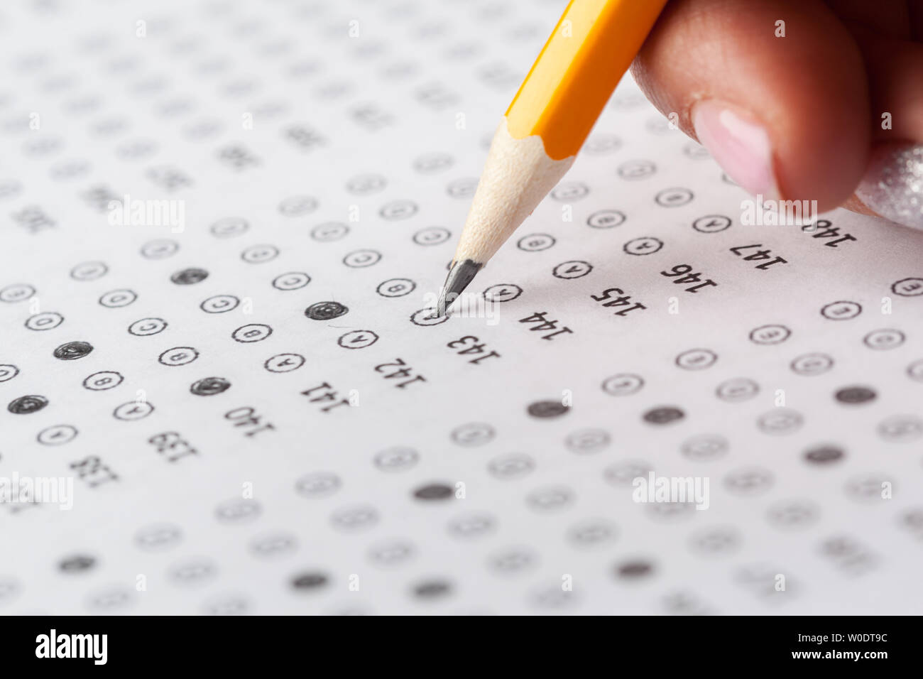 Test score sheet with answers Stock Photo - Alamy