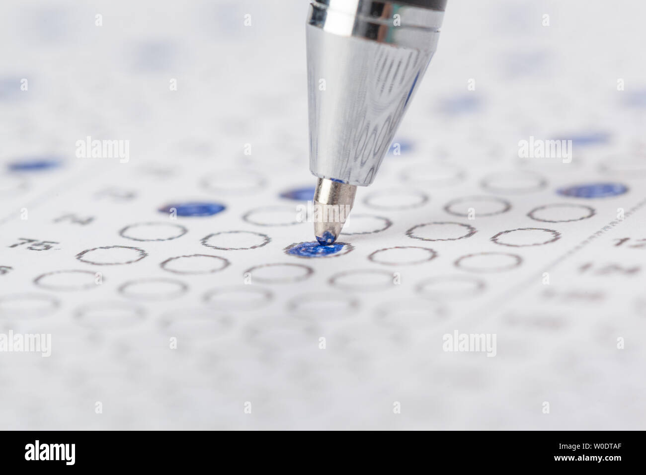 Test score sheet with answers Stock Photo - Alamy