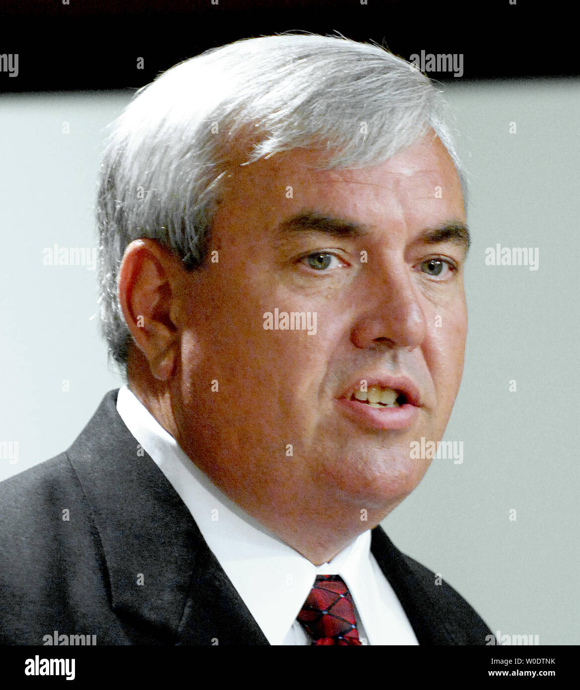 U.S. Postmaster General John Potter speaks during a ceremony to ...