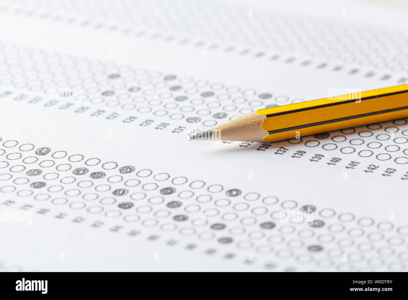 Test score sheet with answers Stock Photo - Alamy