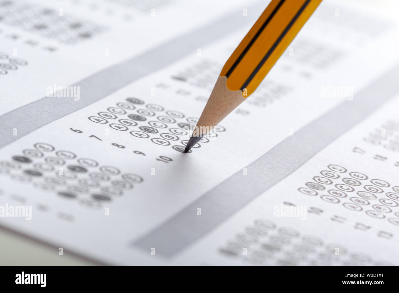 Test score sheet with answers Stock Photo - Alamy