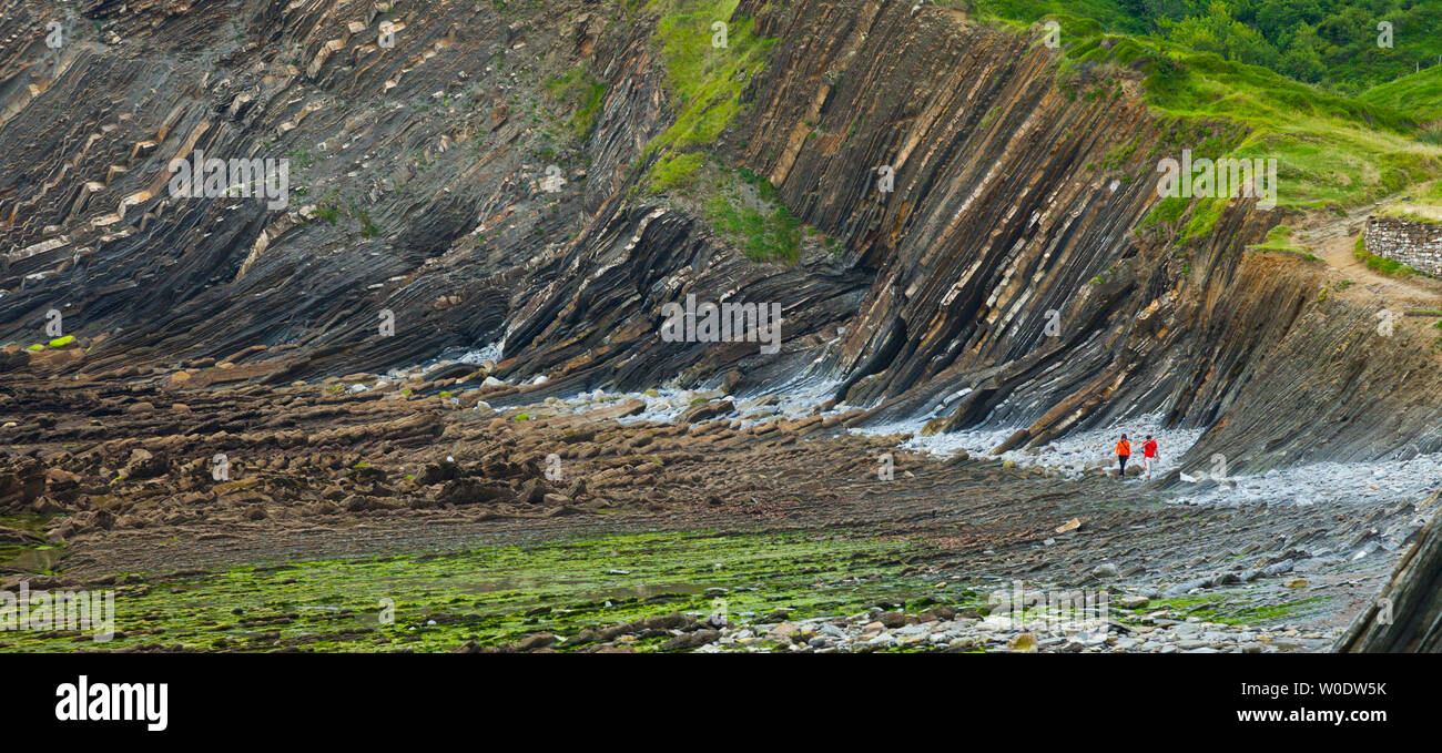 Flysch, Sakoneta beach, Deva, Gipuzkoa, The Basque Country, The Bay of ...