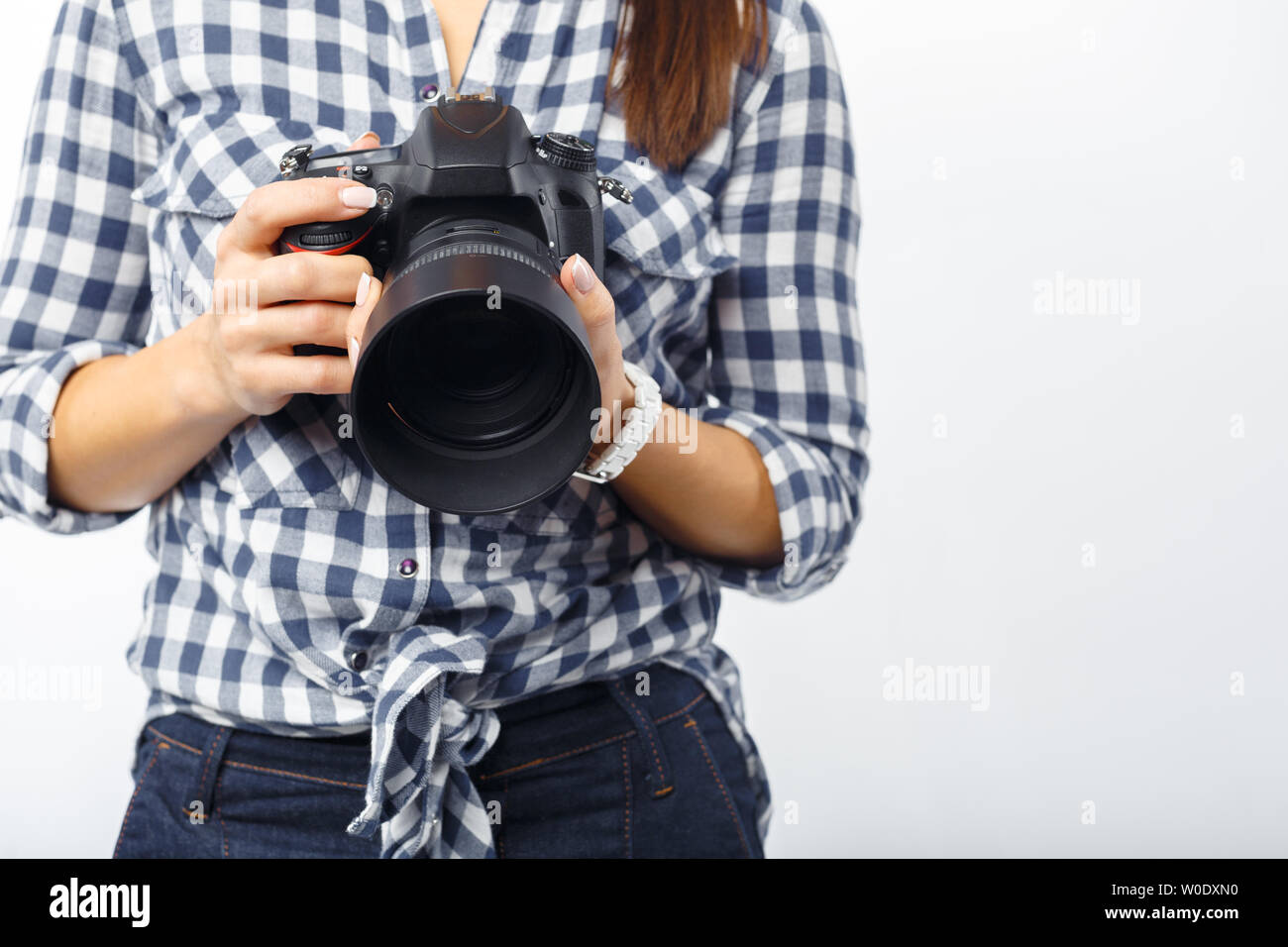 Woman photographer at work Stock Photo - Alamy