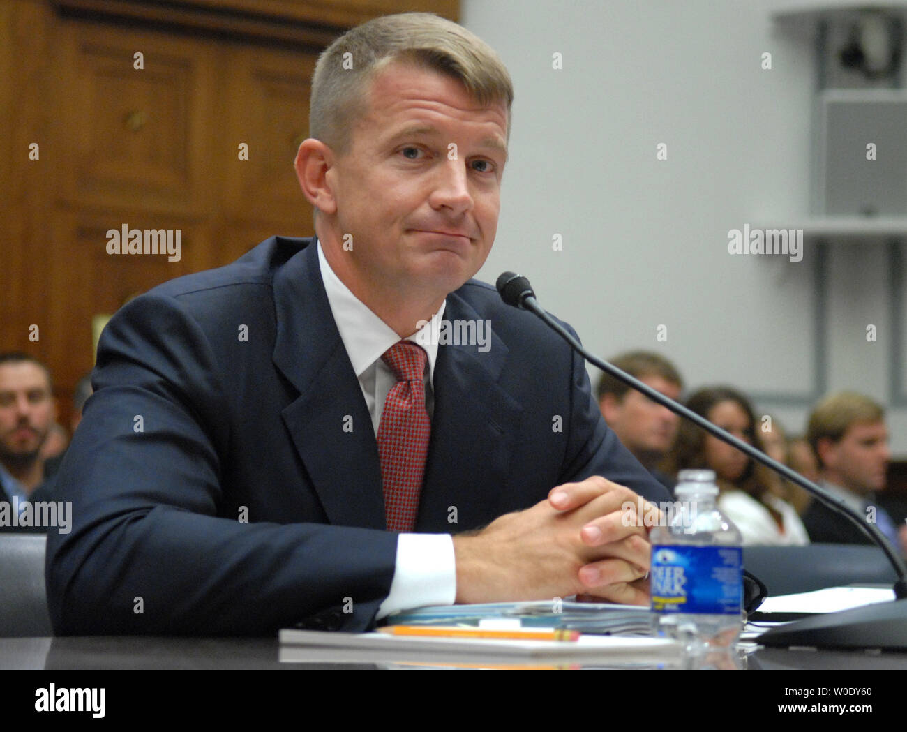 Chairman of Blackwater USA Erik Prince testifies before a House ...