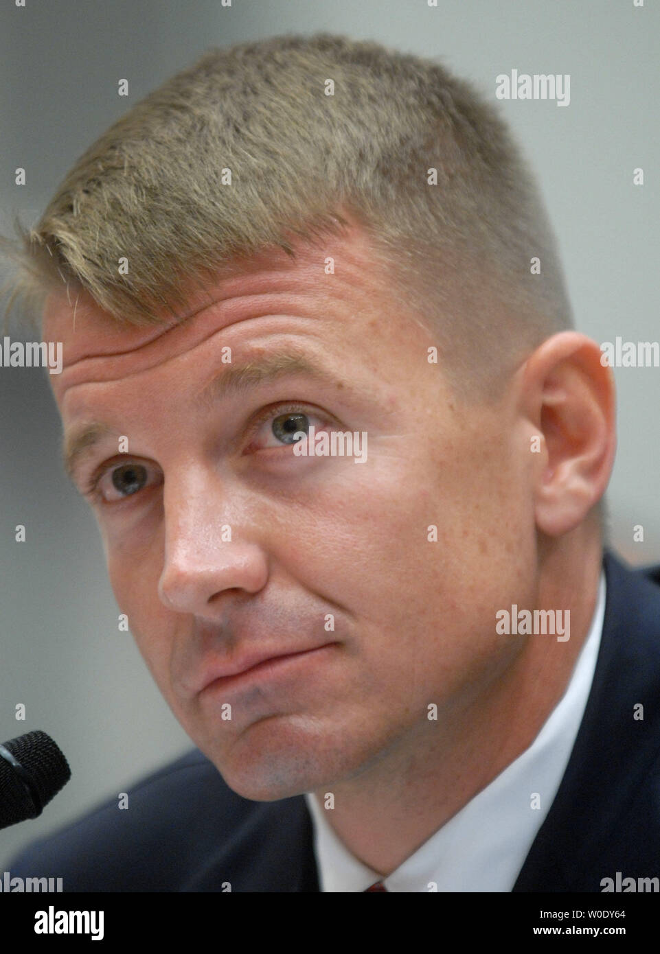 Chairman of Blackwater USA Erik Prince testifies before a House ...