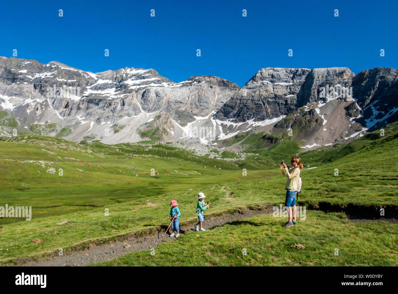 Pyrenees National Park, Hautes-Pyrenees, family in the Cirque de ...