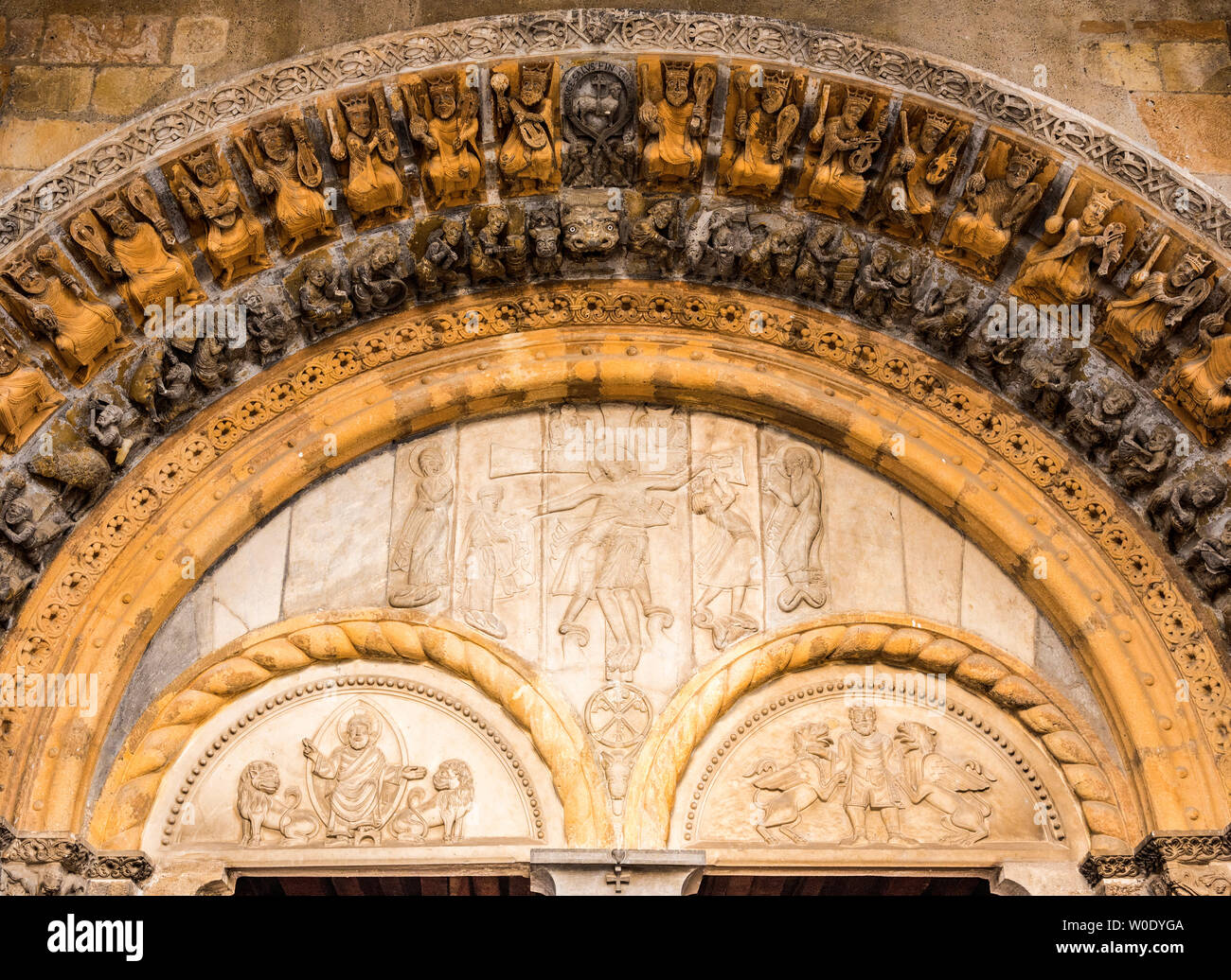 France, Pyrenees-Atlantiques, Oloron-Sainte-Marie, tympanum of the ...