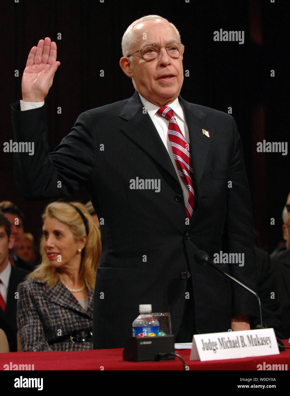 Attorney General nominee Michael Mukasey is sworn in before the Senate ...