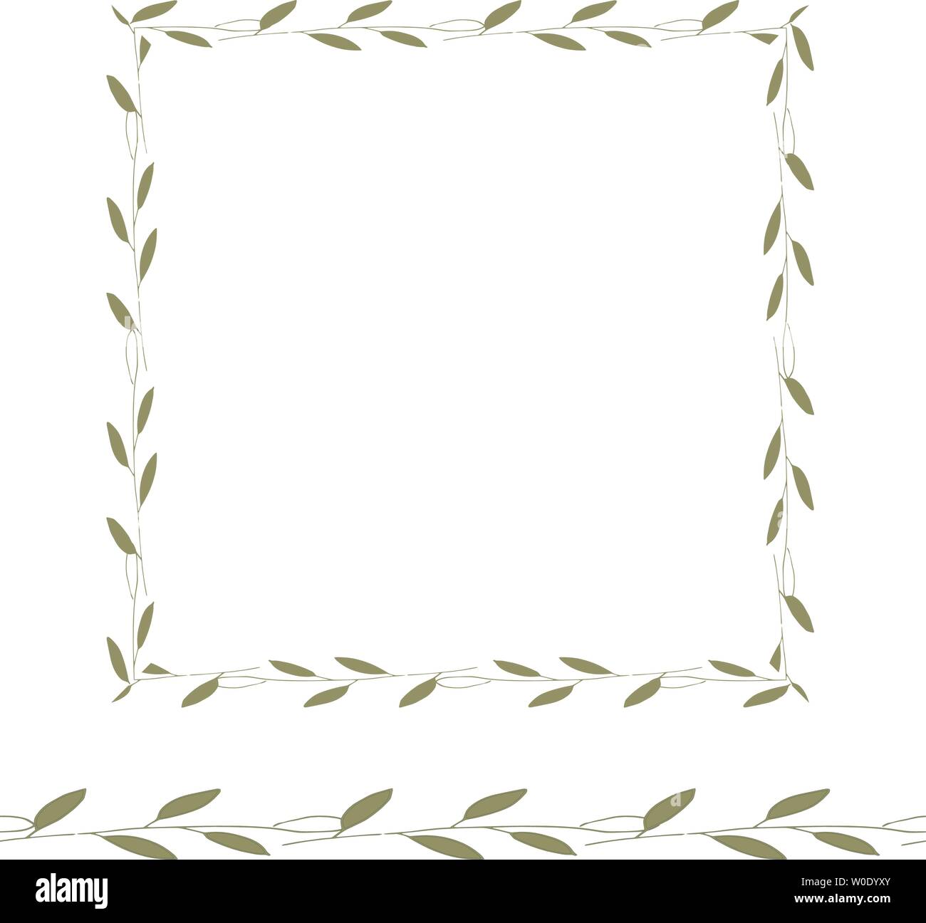 Rectangular frame of branches on a white background. Graphic design ...