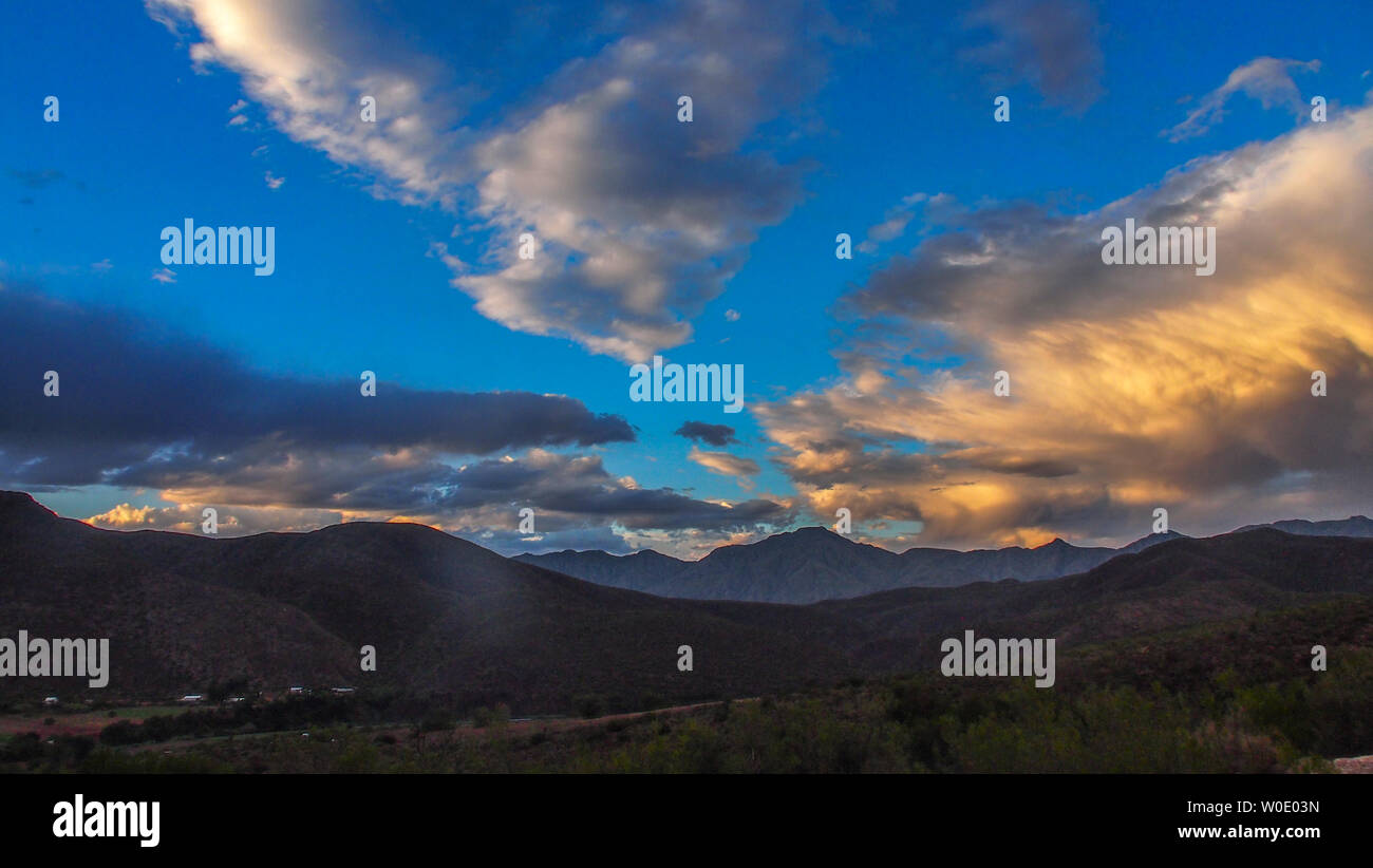 South Africa, Western Cape province, Klein Karoo, sunset Stock Photo ...
