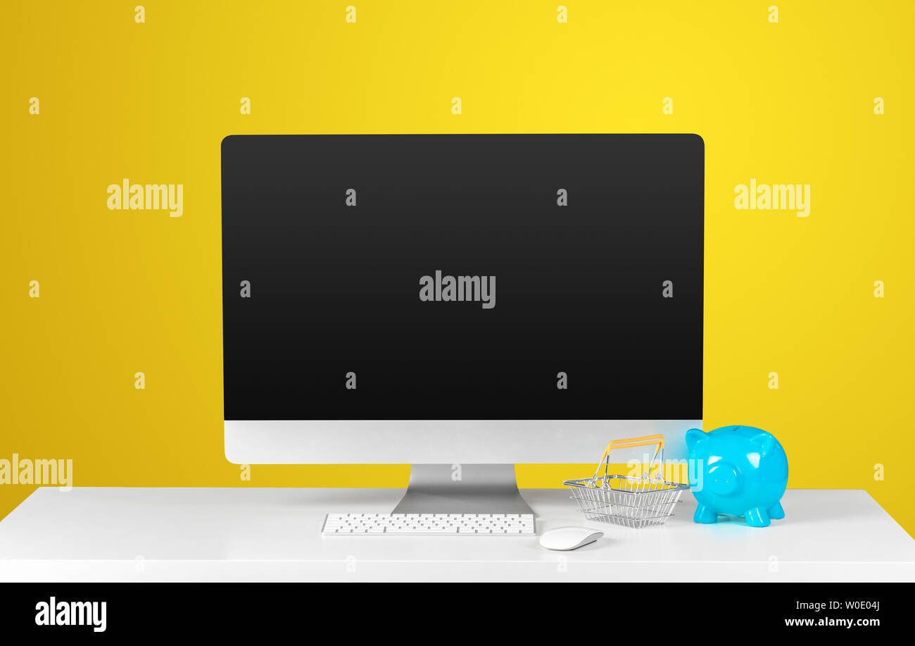 workspace with computer Stock Photo - Alamy