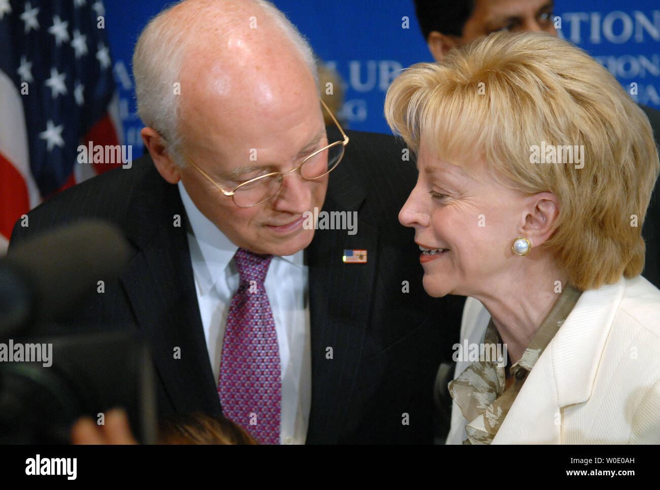 U.S. Vice President Dick Cheney greets his wife, Lynne, after she spoke ...