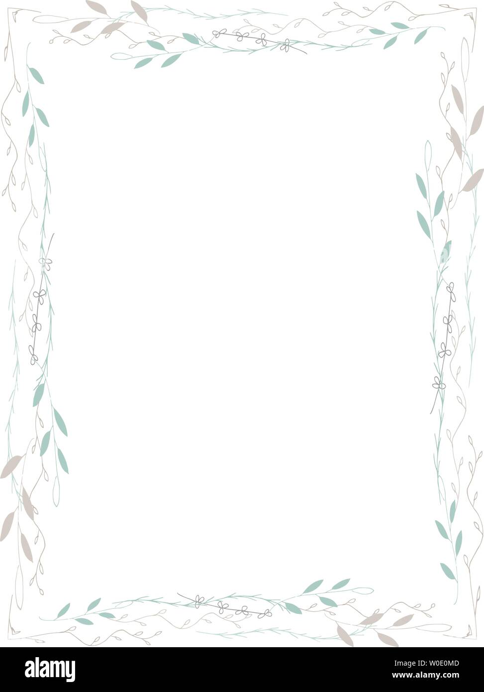 Rectangular frame of branches on a white background. Graphic design ...