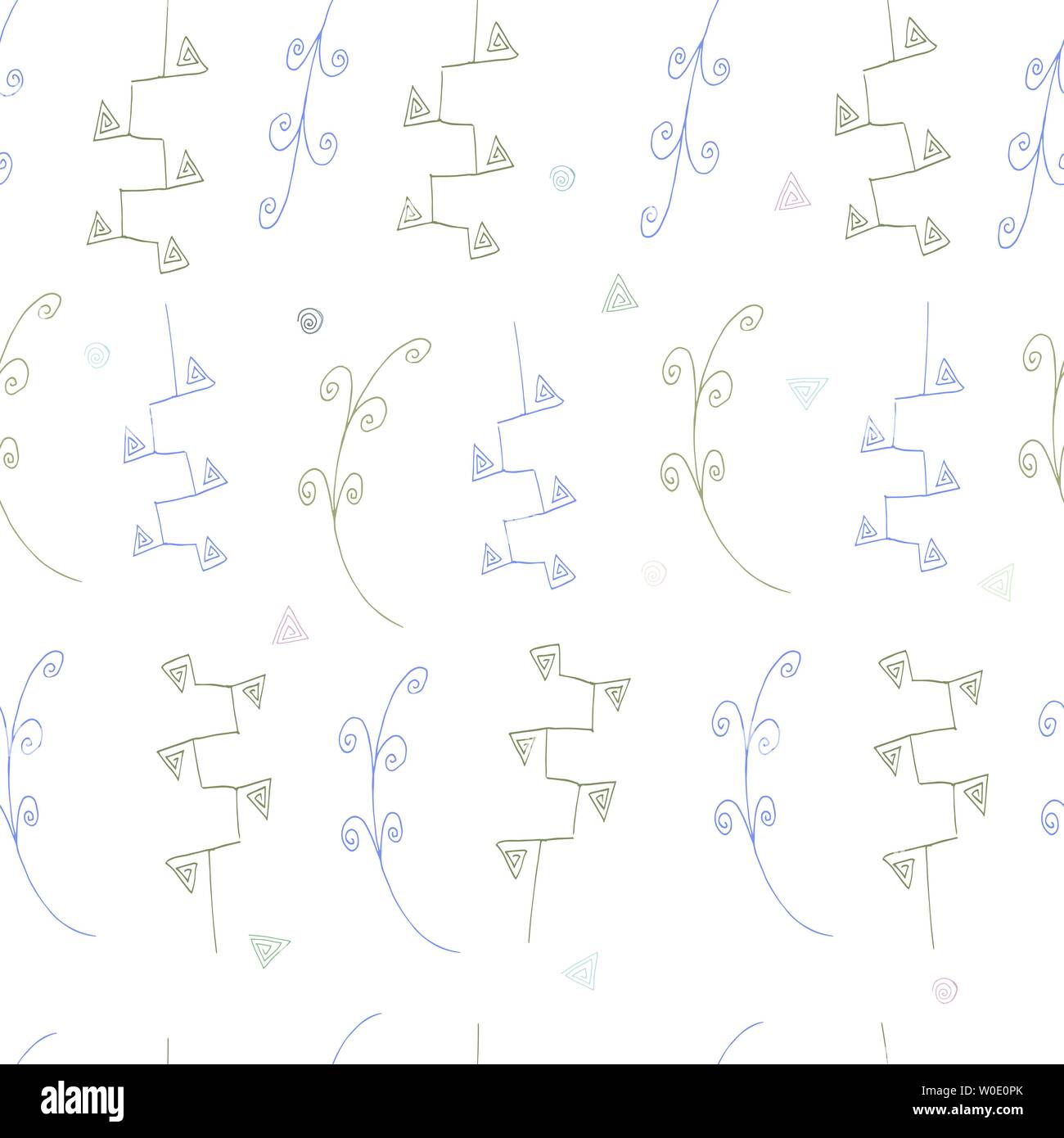 Seamless pattern of abstract branches on a white background. hand drawn ...