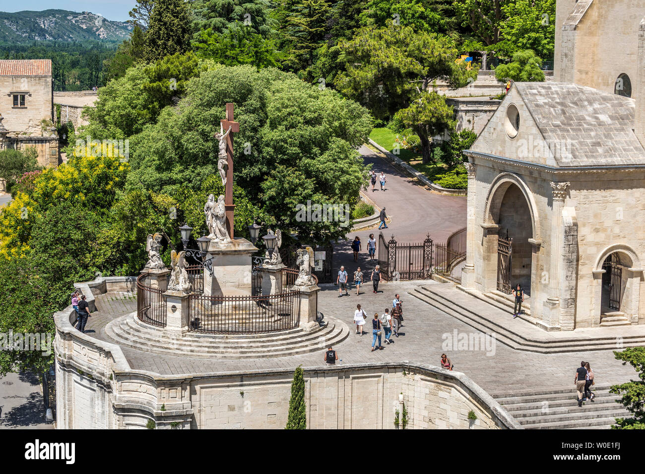 France, Vaucluse, Avignon, monumental calvary of the Avignon cathedral ...