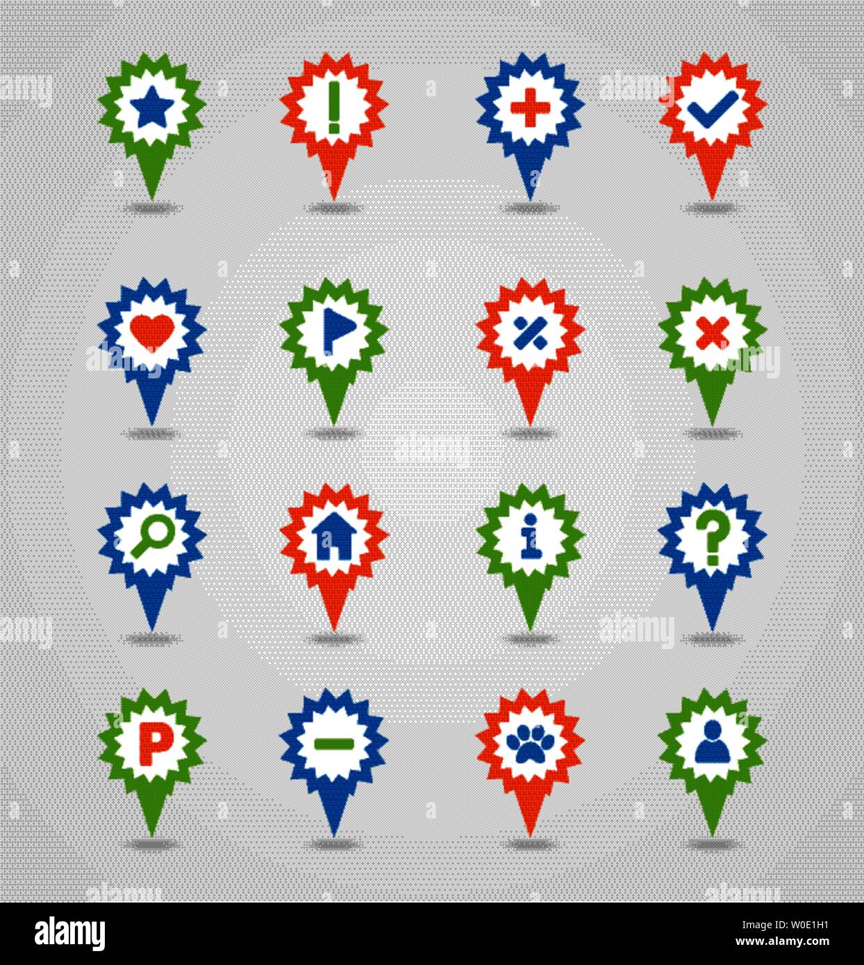 Pin map icon set. Map pointer. Map markers. Destination vector icon. GPS location symbol ...