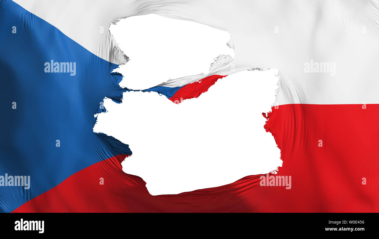 Tattered Czech Republic flag, white background, 3d rendering Stock ...