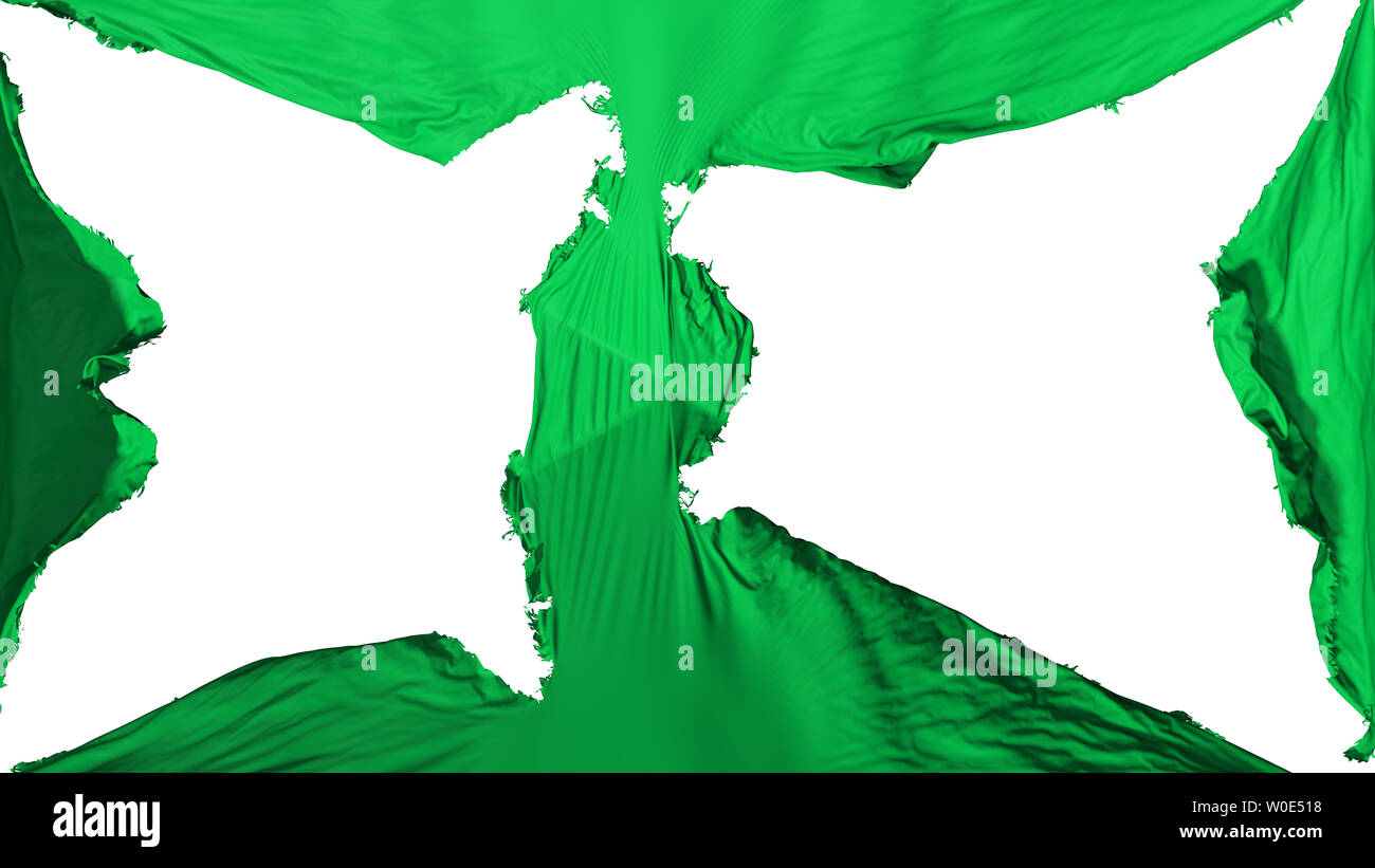 Destroyed Green color flag, white background, 3d rendering Stock Photo ...