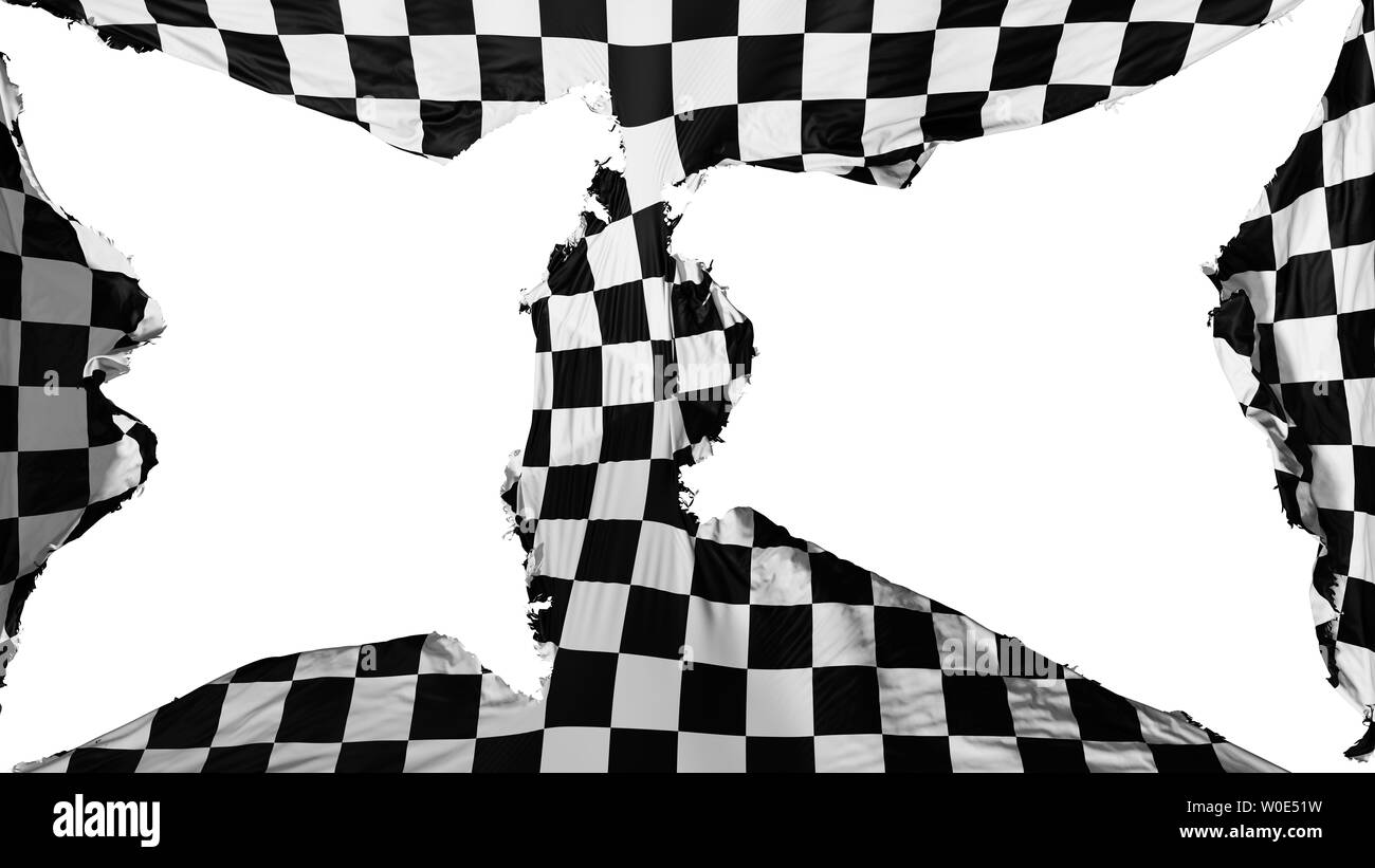 Destroyed Checkered flag, white background, 3d rendering Stock Photo ...