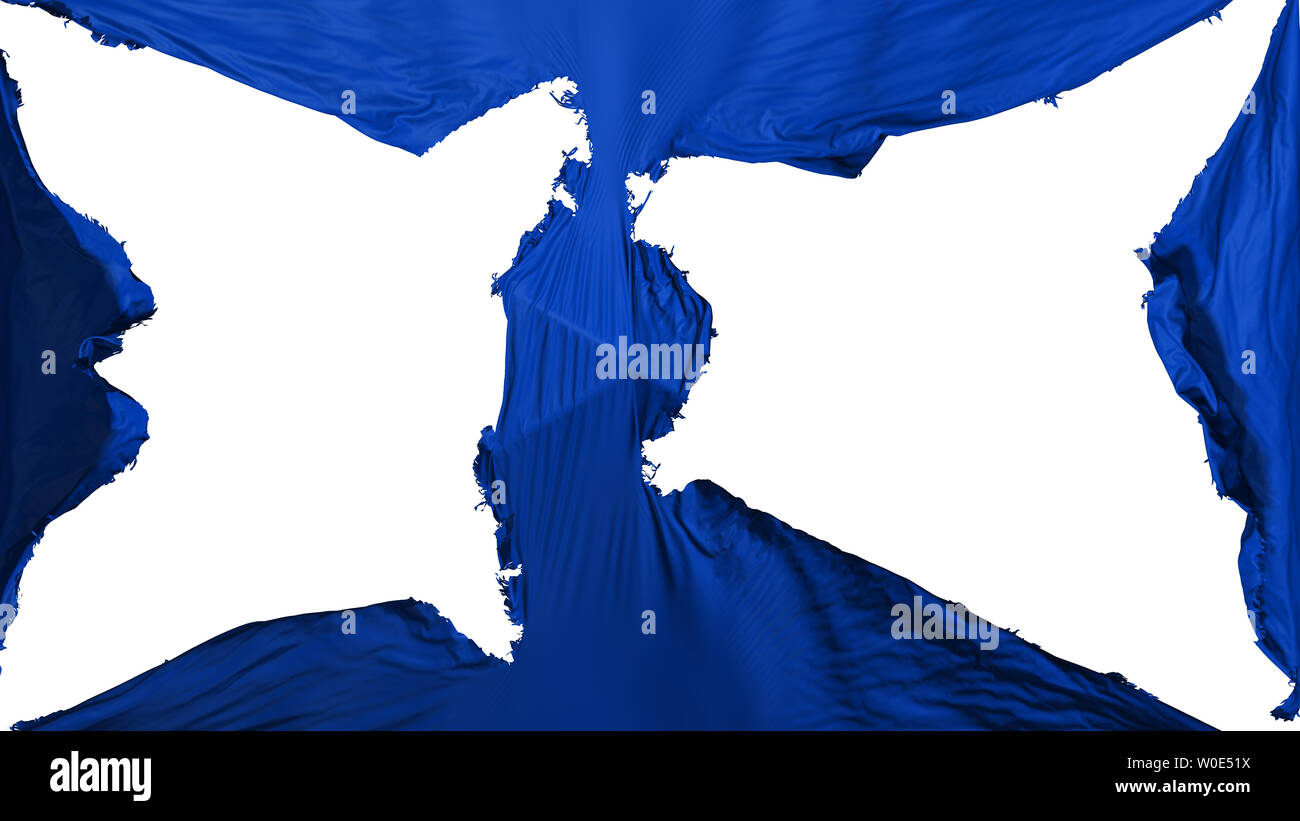 Destroyed Deep blue color flag, white background, 3d rendering Stock ...