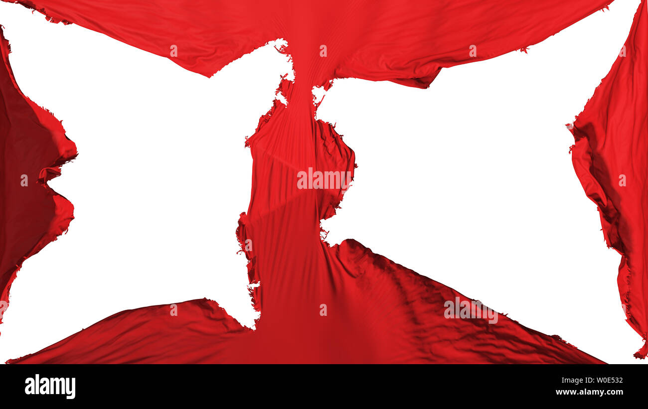 Destroyed Red color flag, white background, 3d rendering Stock Photo ...
