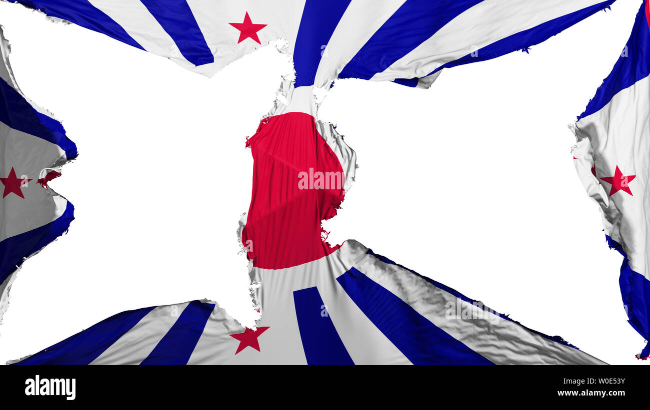 Destroyed Japan American flag, white background, 3d rendering Stock ...