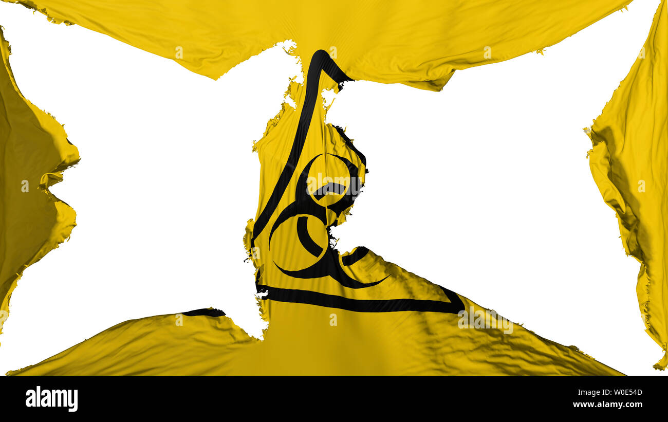 Destroyed Hazard flag, white background, 3d rendering Stock Photo - Alamy