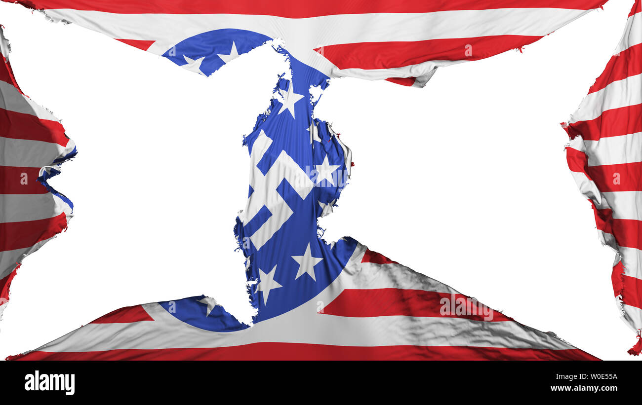 Destroyed American nazi flag, white background, 3d rendering Stock ...