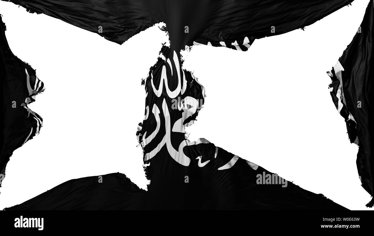 Destroyed Black Jihad flag, white background, 3d rendering Stock Photo ...