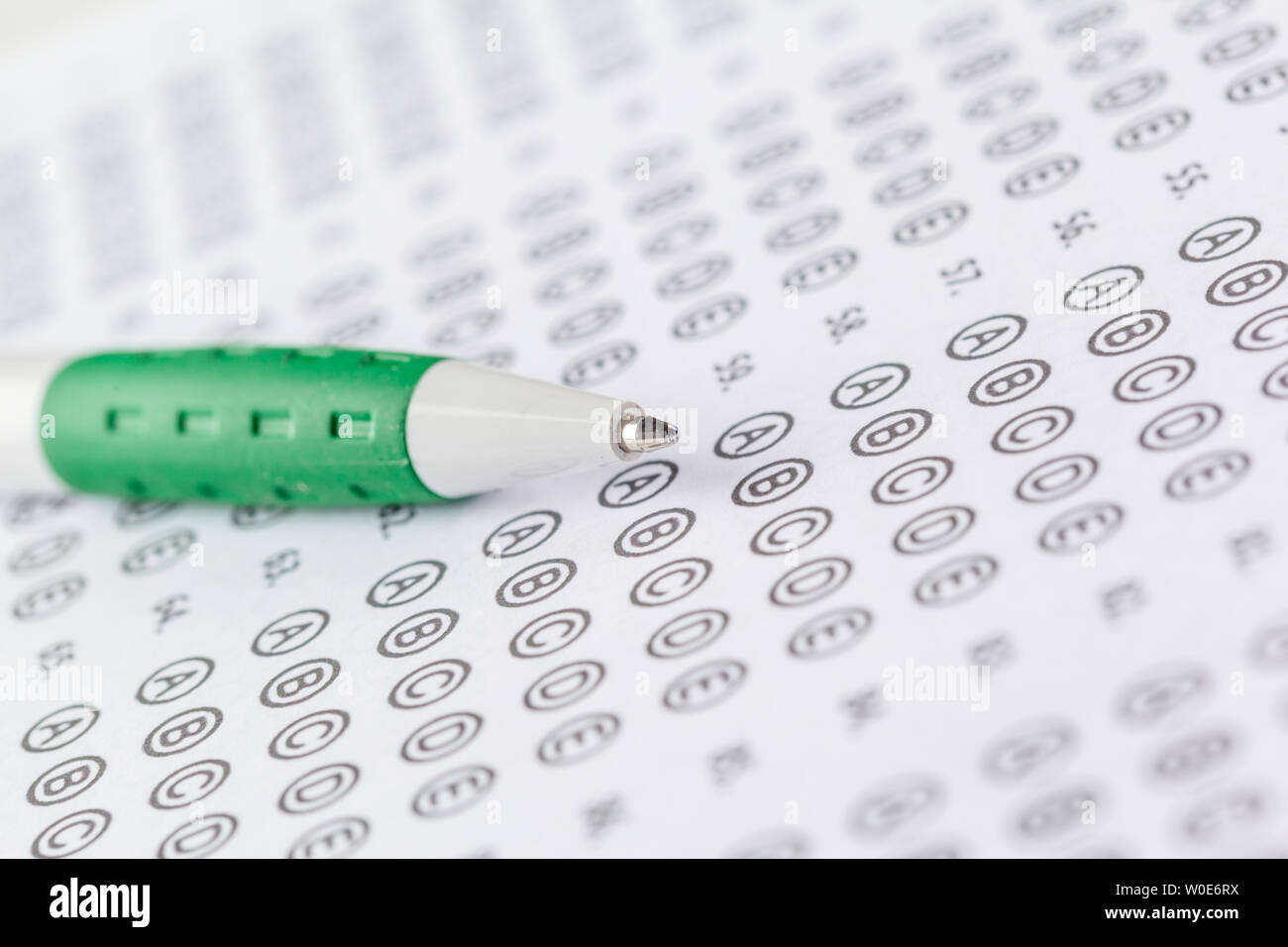 Test score sheet with answers Stock Photo - Alamy