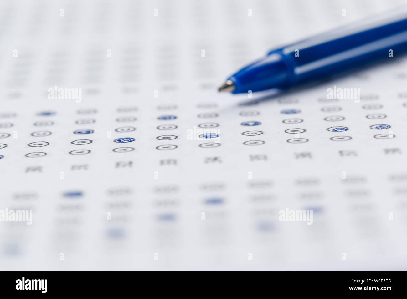 Test score sheet with answers Stock Photo - Alamy