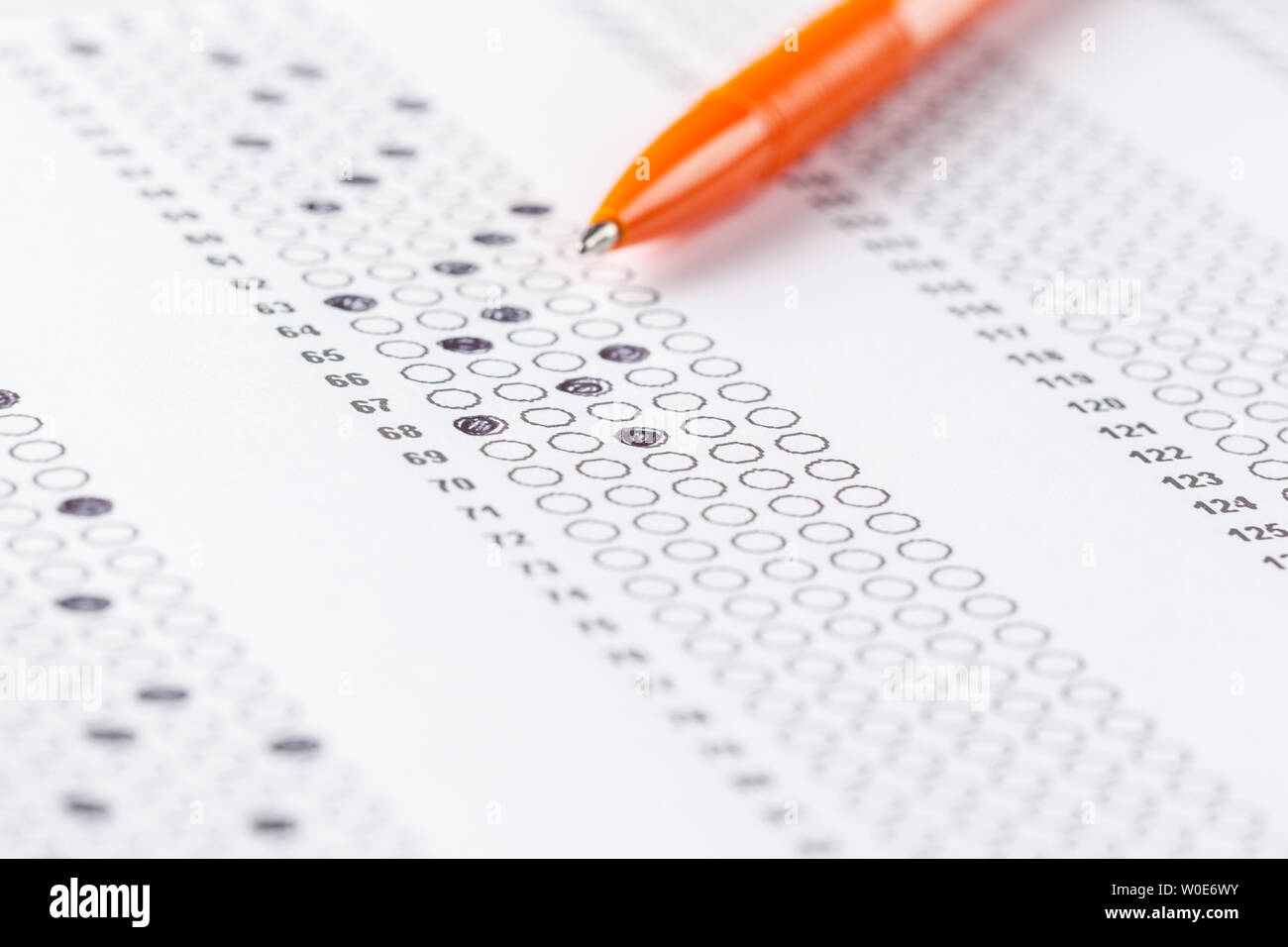 Test score sheet with answers Stock Photo - Alamy