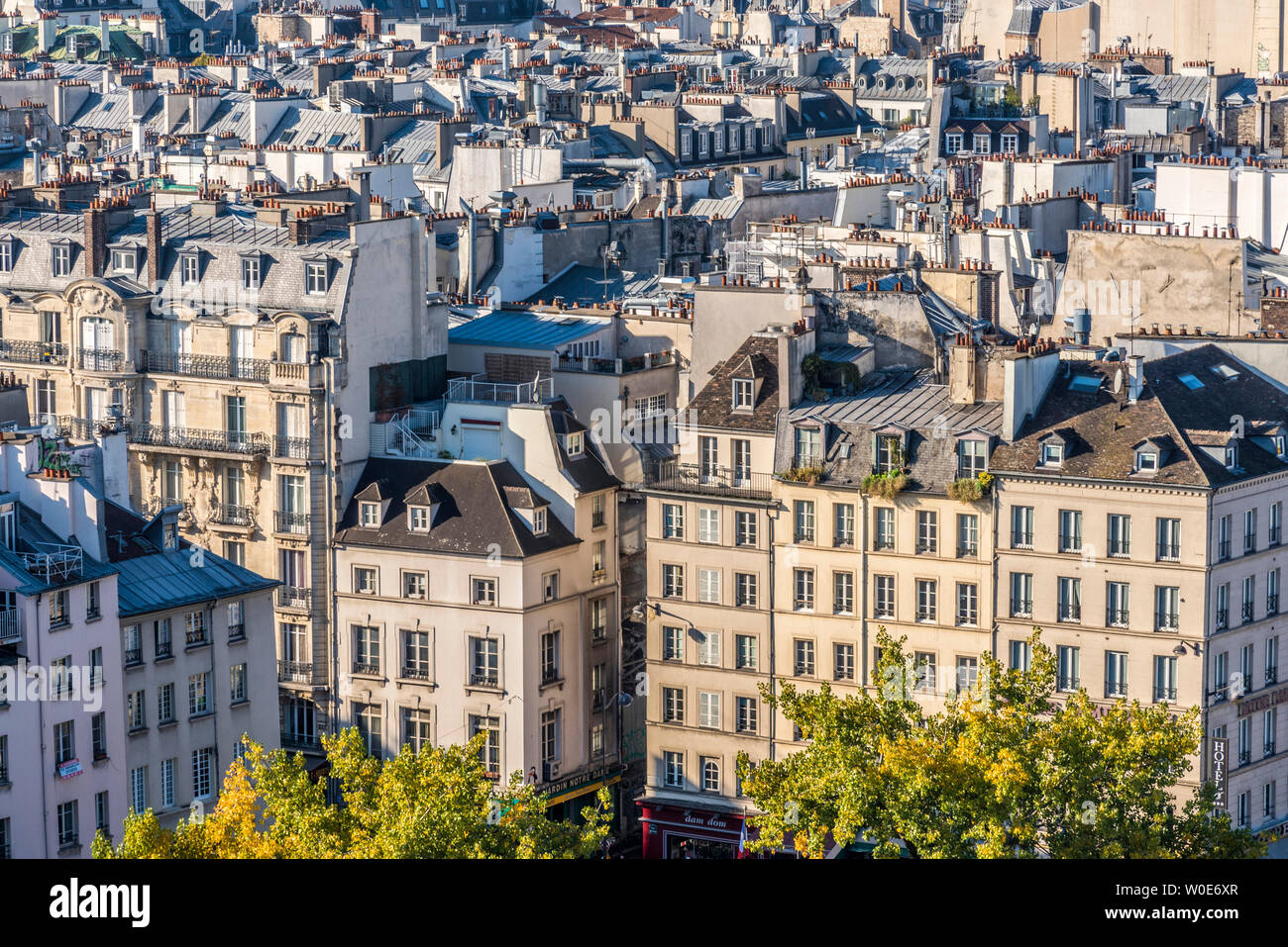 France, Paris, 4th arrondissement, view on the buildings located ...