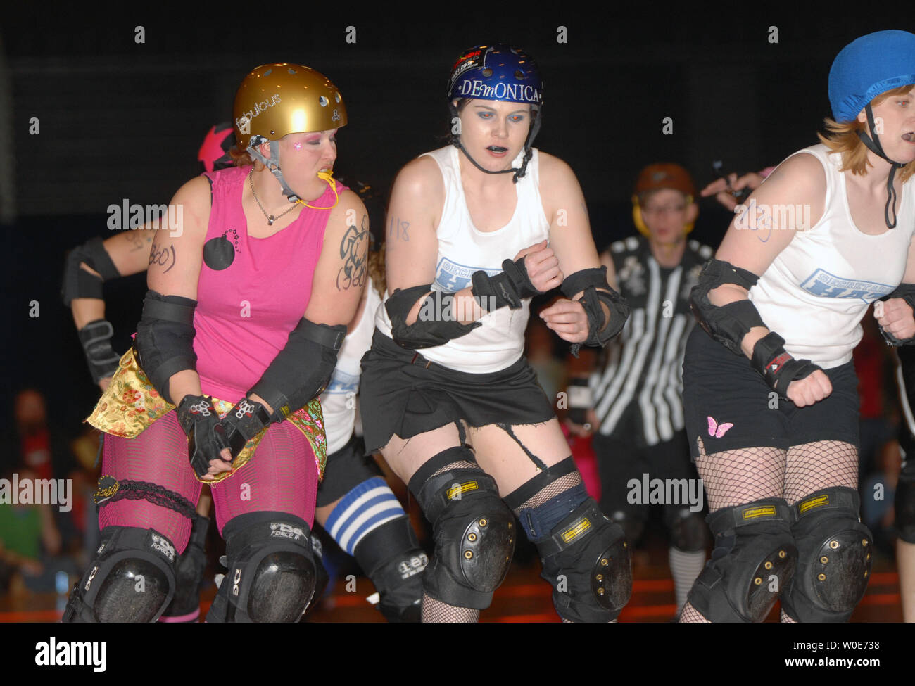 The Secretaries of Hate (white) battle the Cherry Blossom Bombshells ...