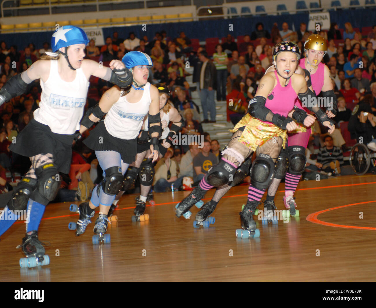 The Secretaries of Hate (white) battle the Cherry Blossom Bombshells ...