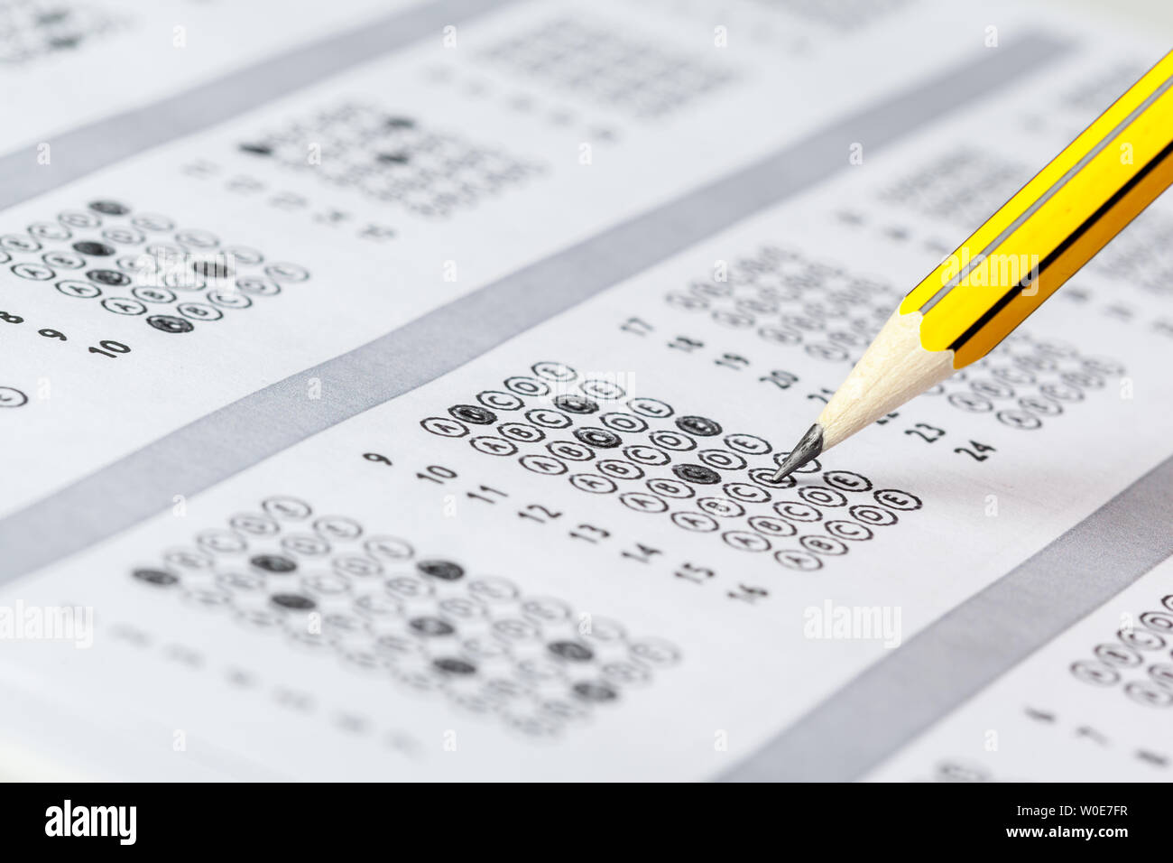 Test score sheet with answers Stock Photo - Alamy