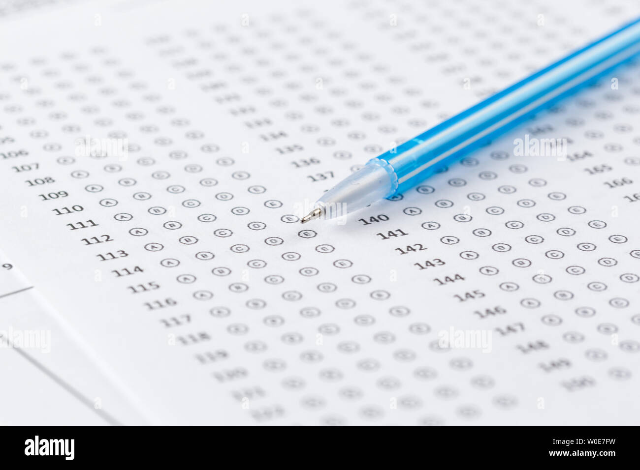 Test score sheet with answers Stock Photo - Alamy